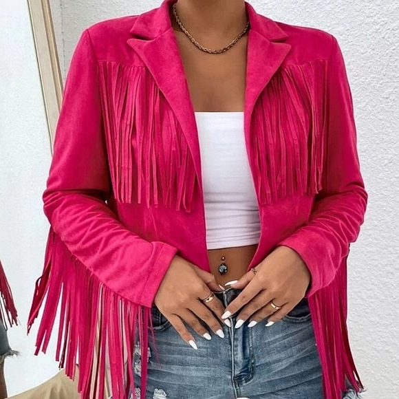 Jackets & Coats | New Chic Faux Suede Leather Fringe Western Jacket Hot ...
